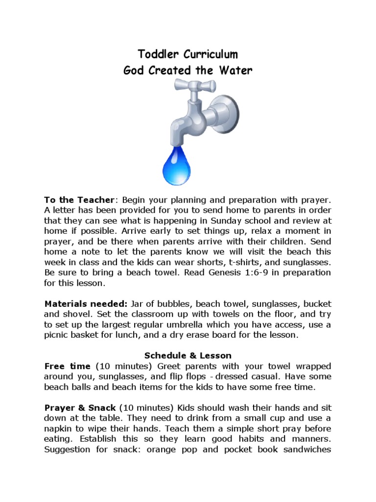 God Created Water Lesson 10 | PDF | Religious Belief And Doctrine | Prayer