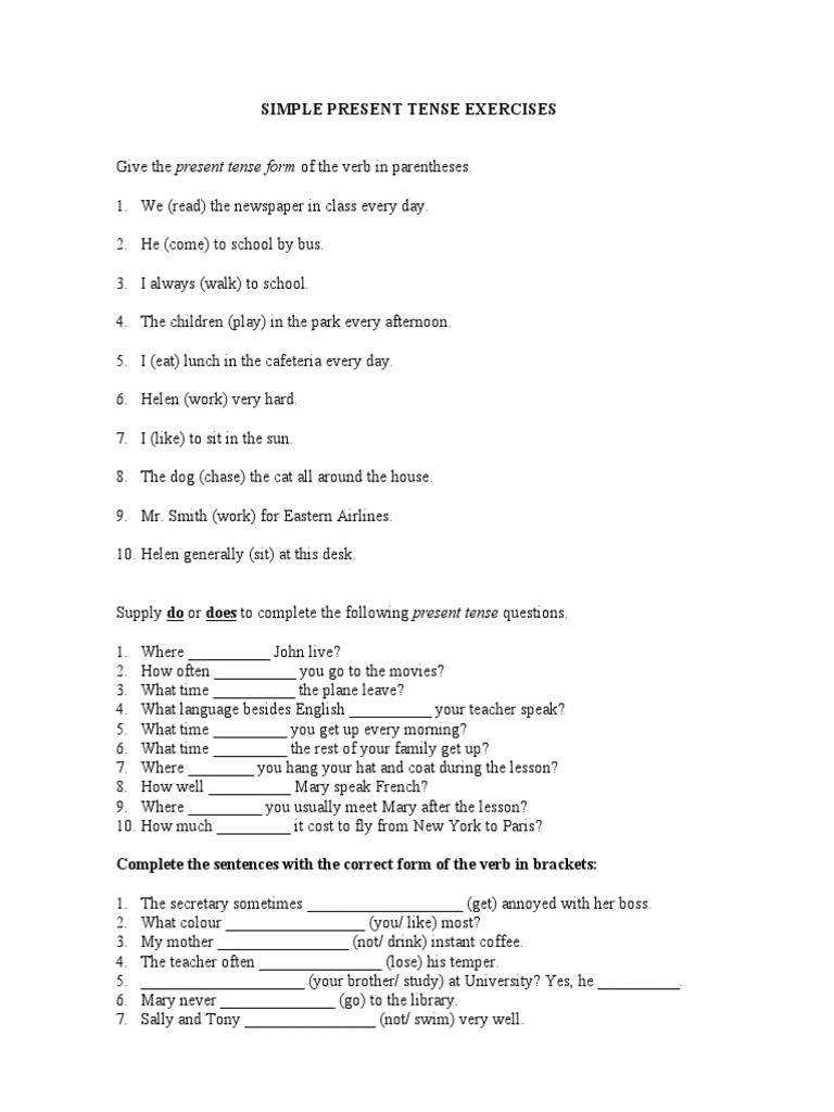 Simple Present Tense | PDF | Language Arts & Discipline | Foreign Language Studies