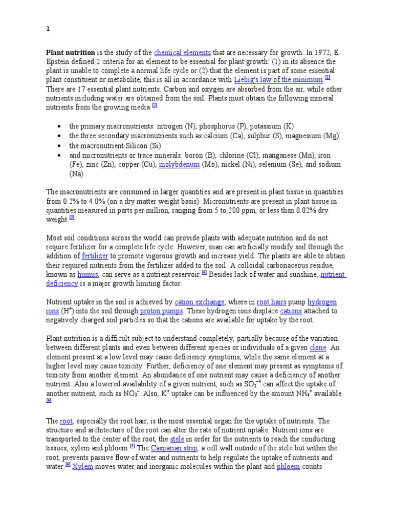 Plant Nutrition Is The Study Of The Chemical Elements That Are