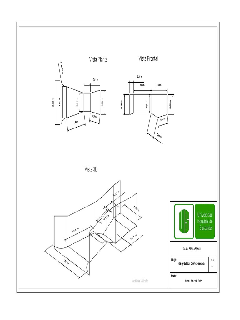 Dimensiones y Vistas de Canalet Parshall | PDF