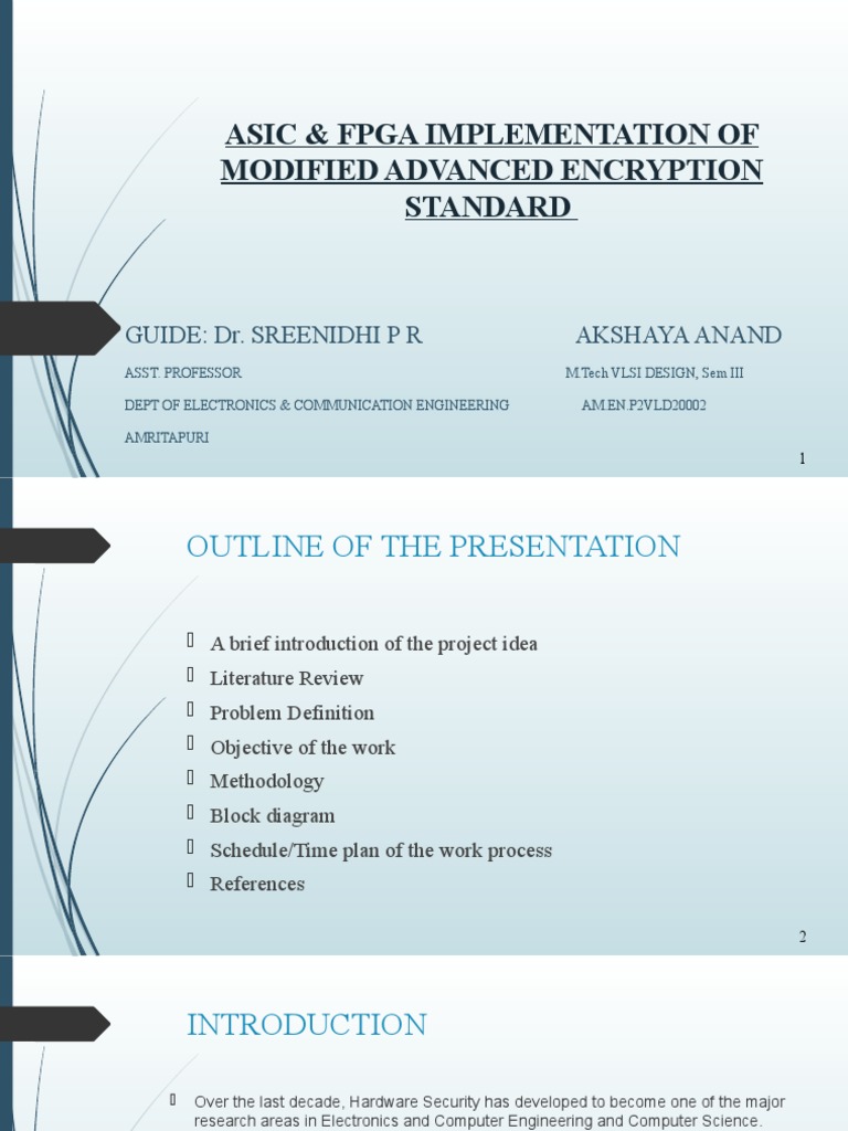 Asic & Fpga Implentation of Modified Advanced Encryption | PDF | Field Programmable Gate Array ...