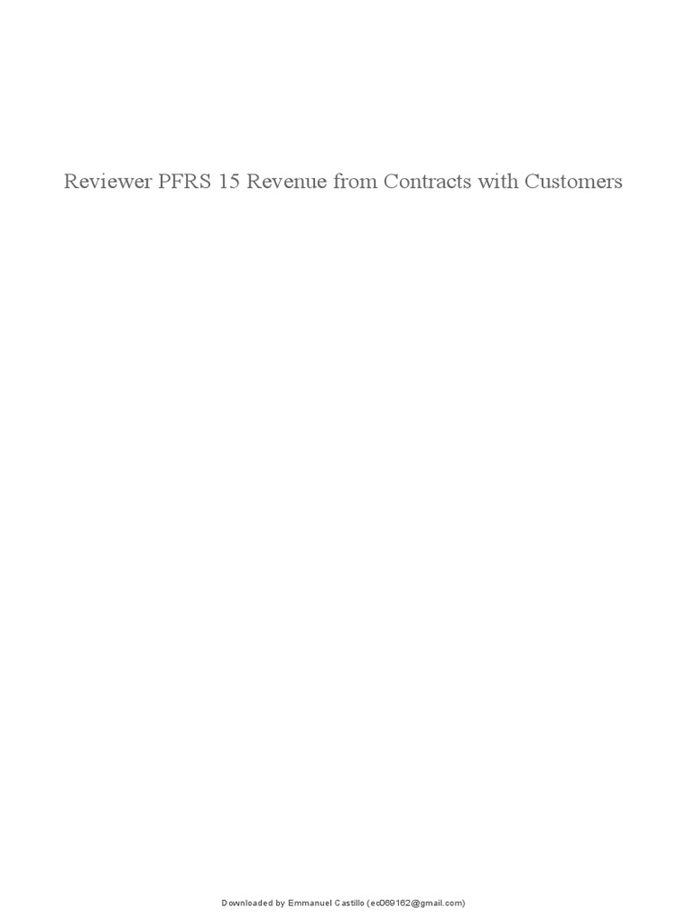 Reviewer PFRS 15 Revenue From Contracts With Customers | PDF | Income ...