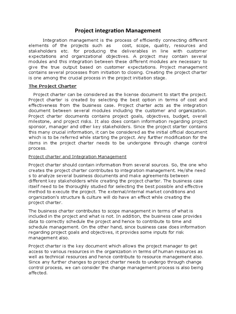 Project Integration Management | PDF | Project Management | Leadership