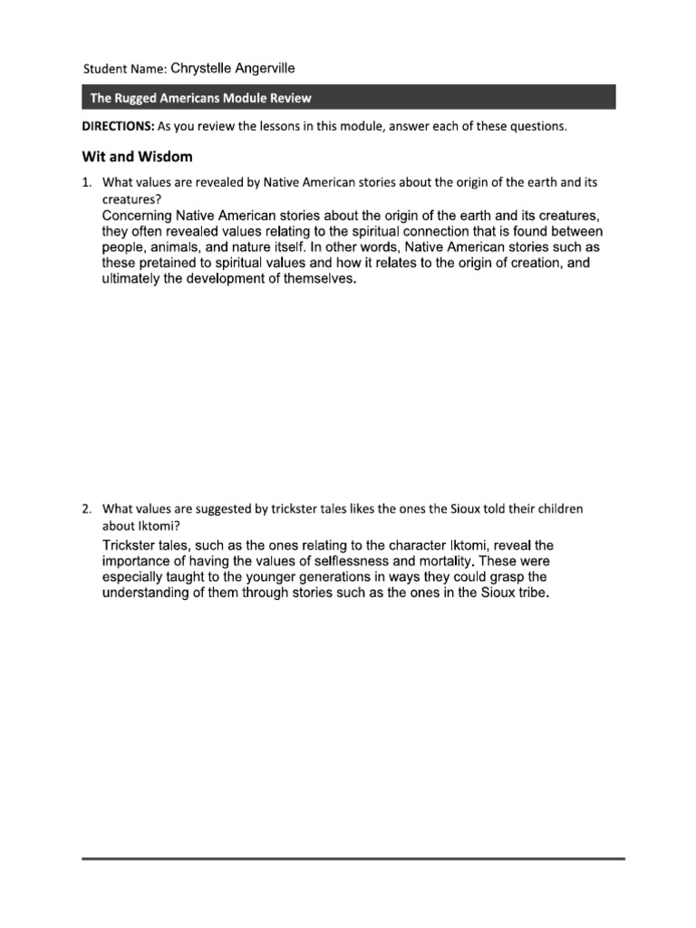 Chrystelle Angerville - The Rugged Americans Module Review | PDF