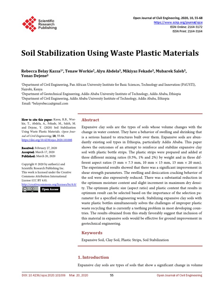 Soil Stabilization Using Waste Plastic Materials | PDF | Strength Of ...