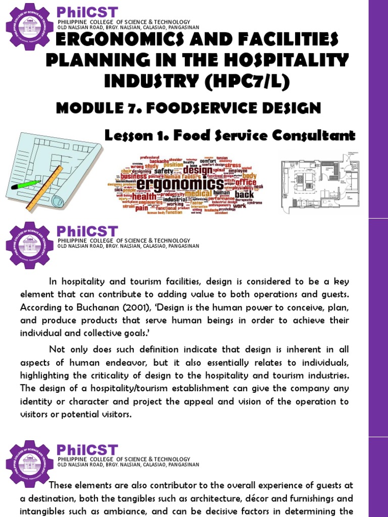 Ergonomics and Facilities Planning in The Hospitality Industry (Hpc7/L ...