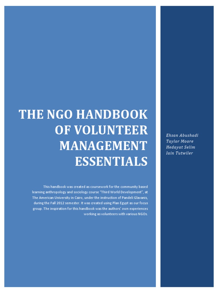 The NGO Handbook To Volunteer Managment Essentials | PDF | Volunteering ...