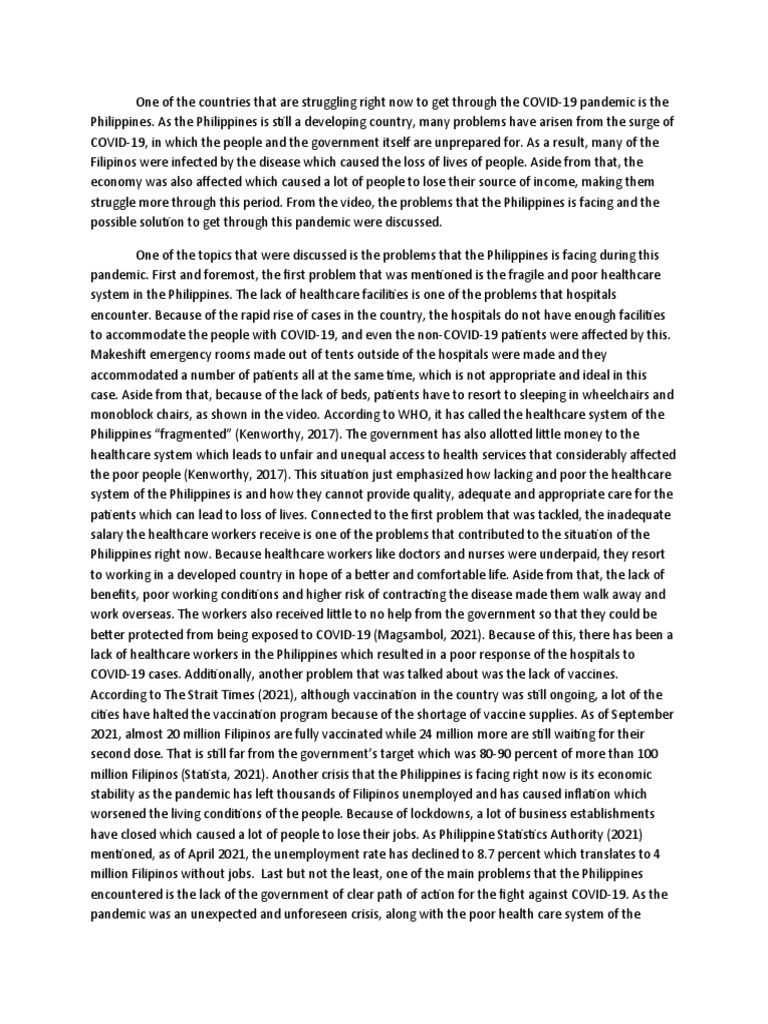 Covid 19 Essay | PDF | Health Care | Health Professional