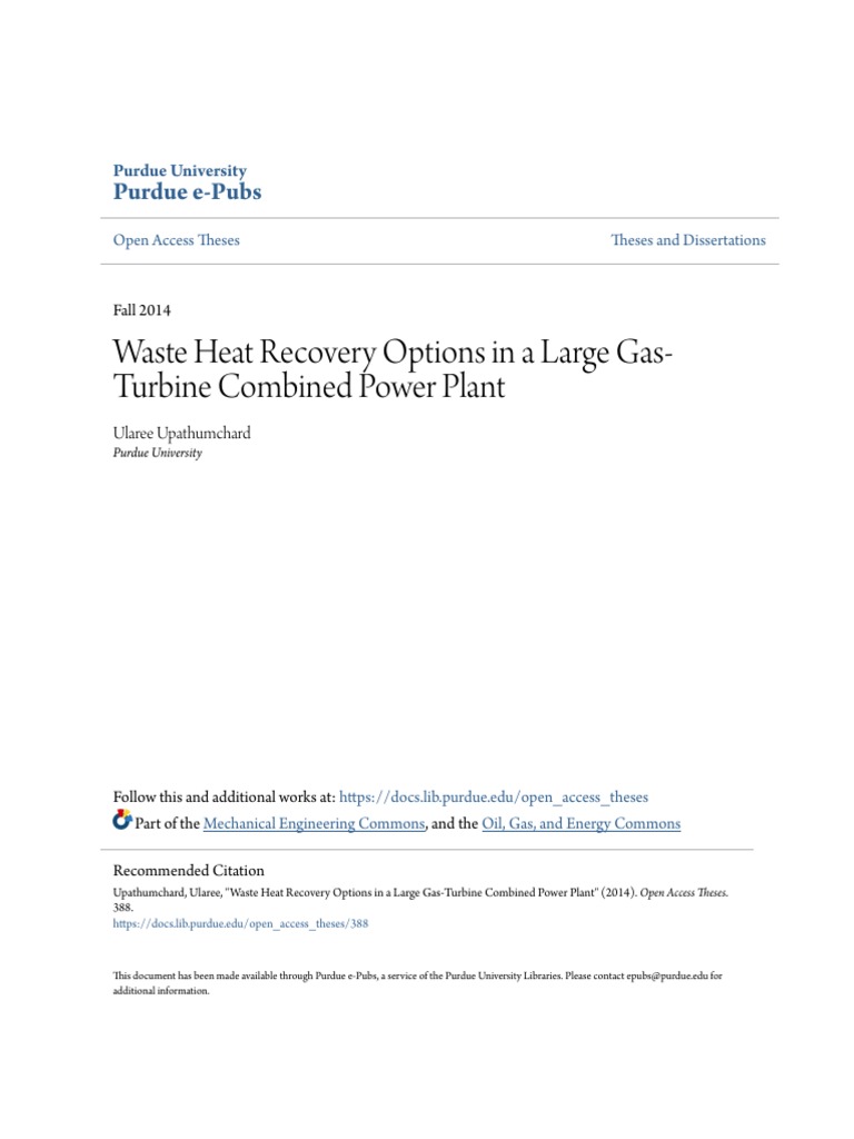 Waste Heat Recovery Options in A Large Gas-Turbine Combined Power11 ...