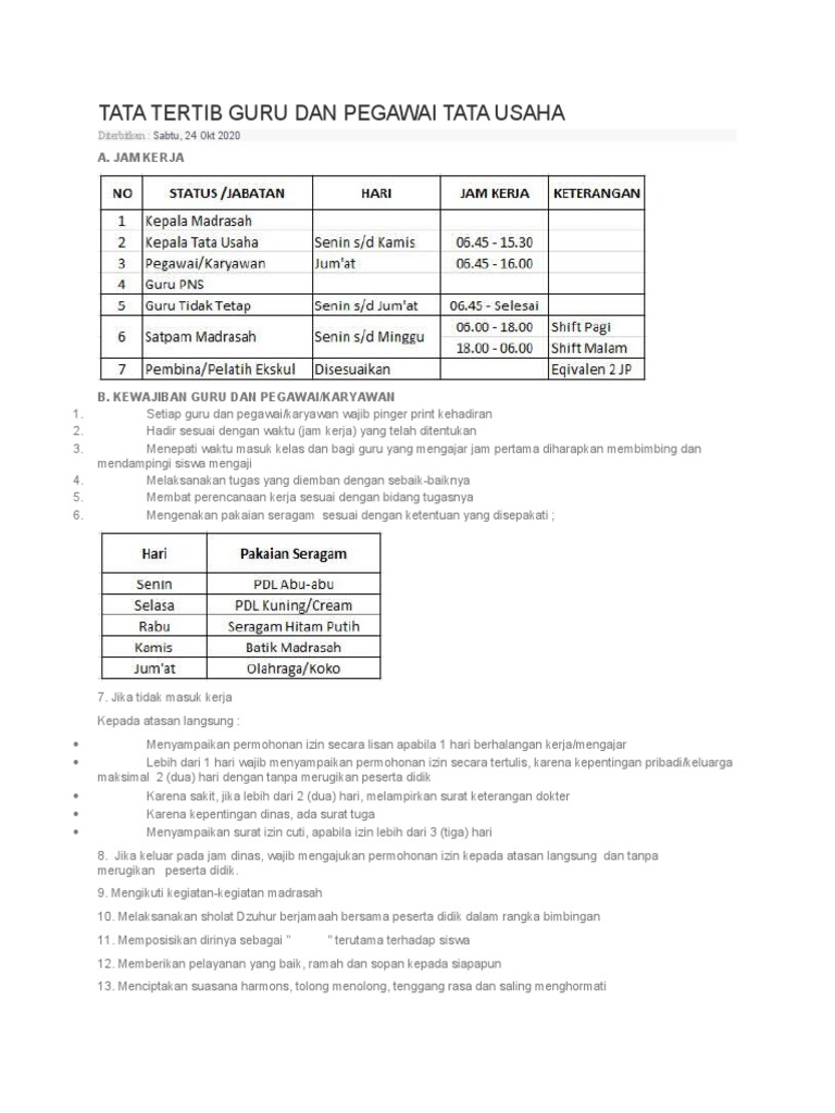 Tata Tertib Guru Dan Pegawai Tata Usaha | PDF | Karier & Perkembangan
