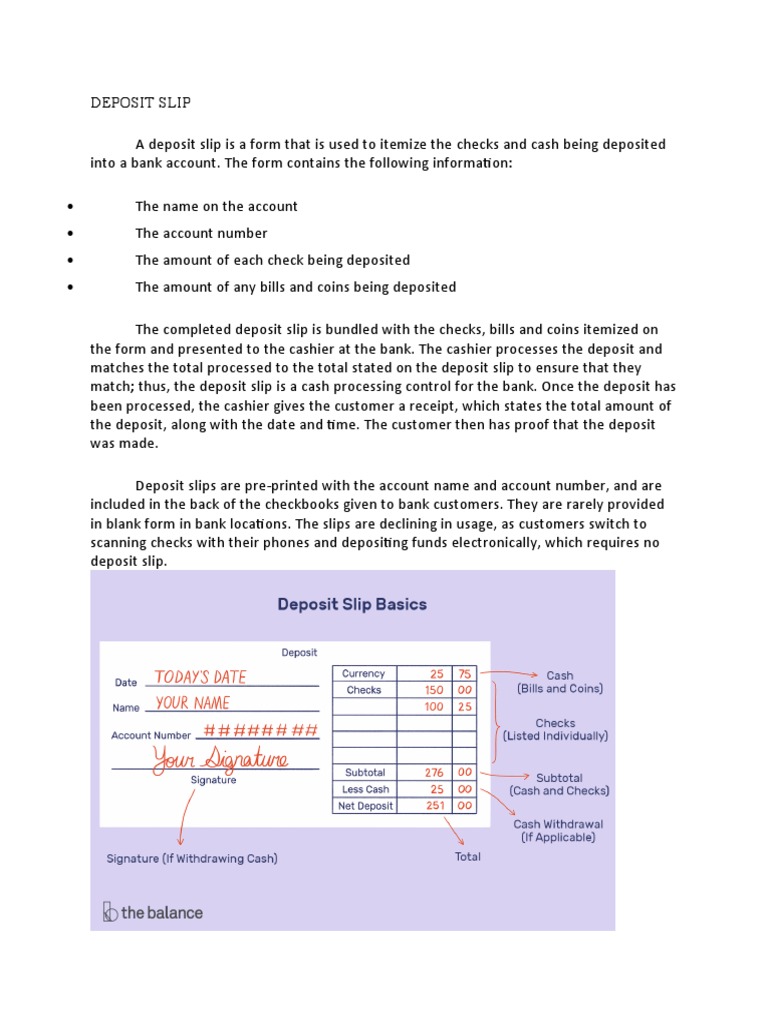 Deposit Slip | PDF