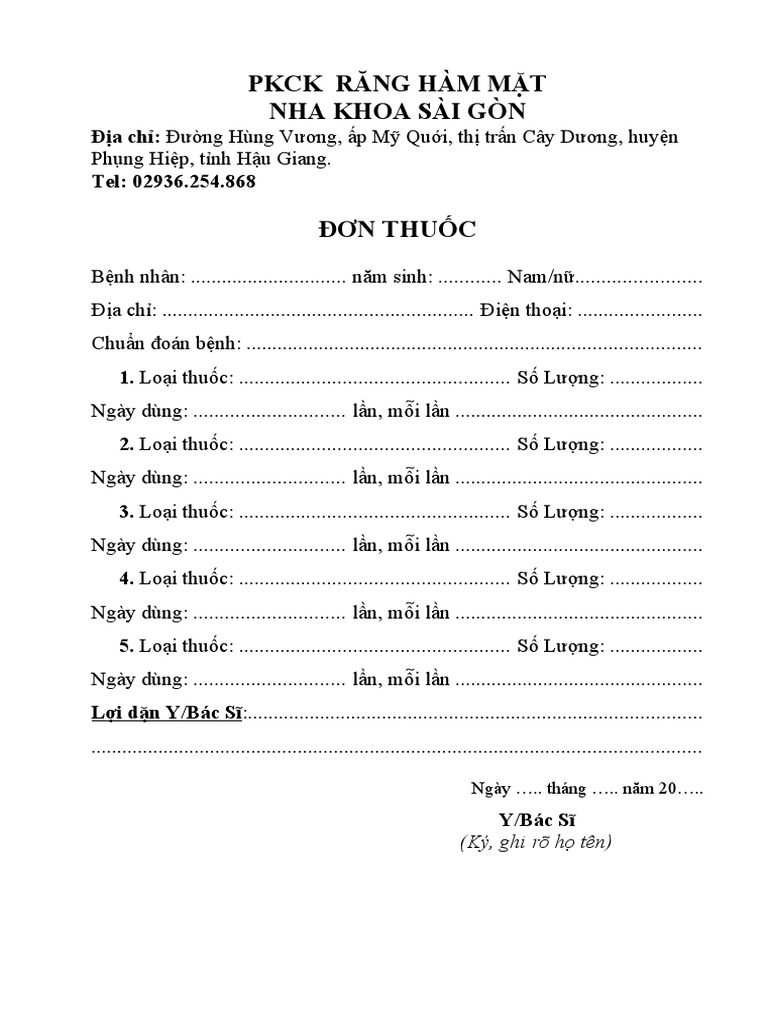 Toa Thuoc - Nha Khoa Sài Gòn | PDF