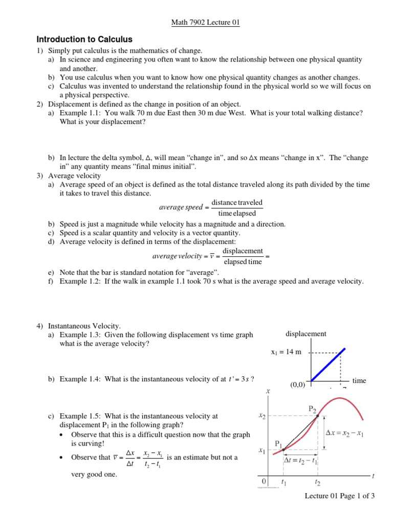 Introduction To Calculus: Average Speed | PDF | Velocity | Speed