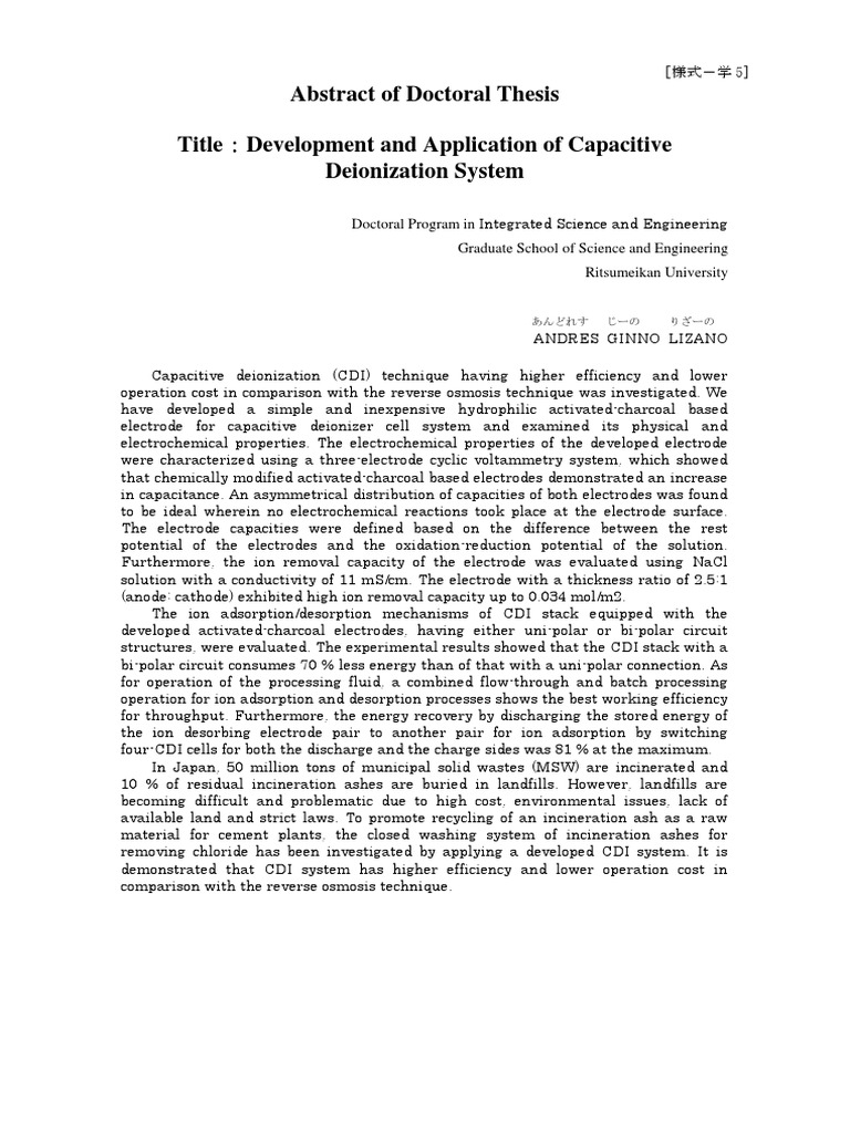 Abstract of Doctoral Thesis Title Development and Application of ...