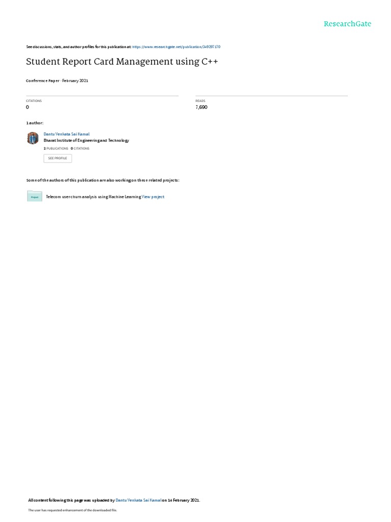 Student Report Card Management Report | PDF | Computer File | Subroutine