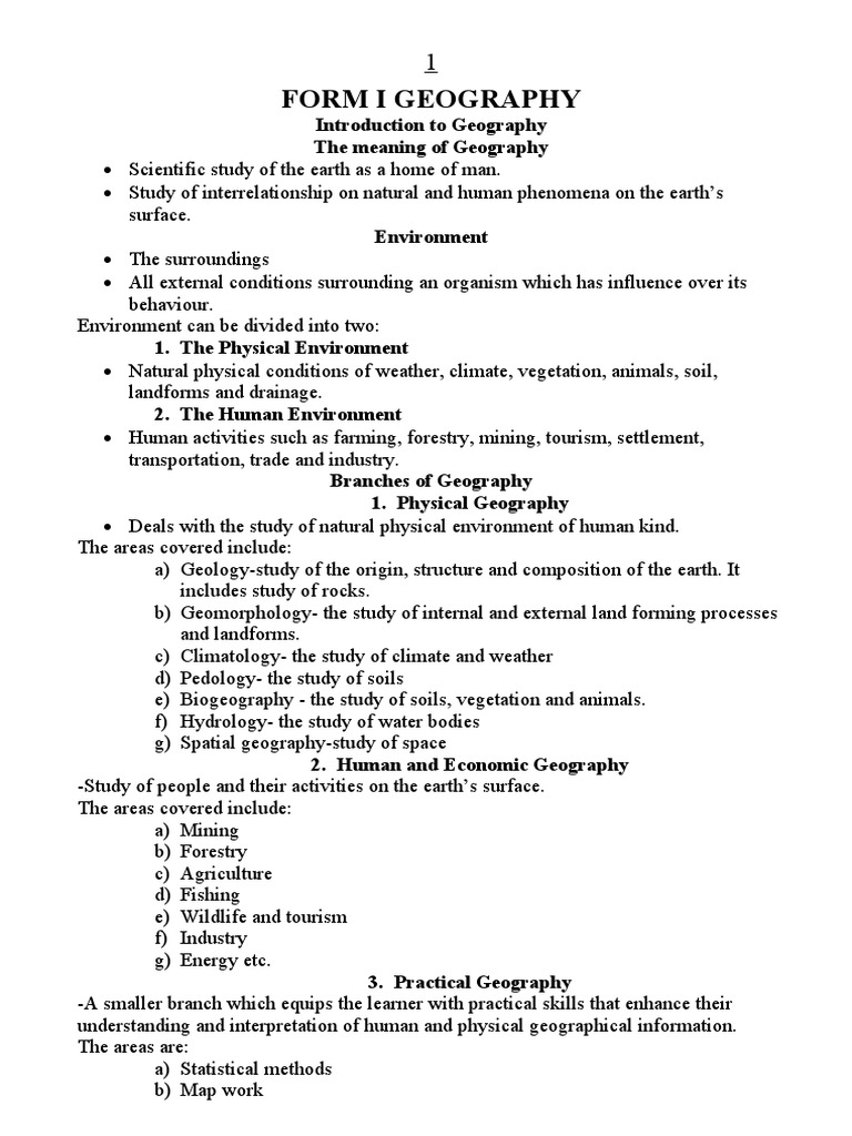 Form 1 Geography | PDF | Atmosphere Of Earth | Atmosphere