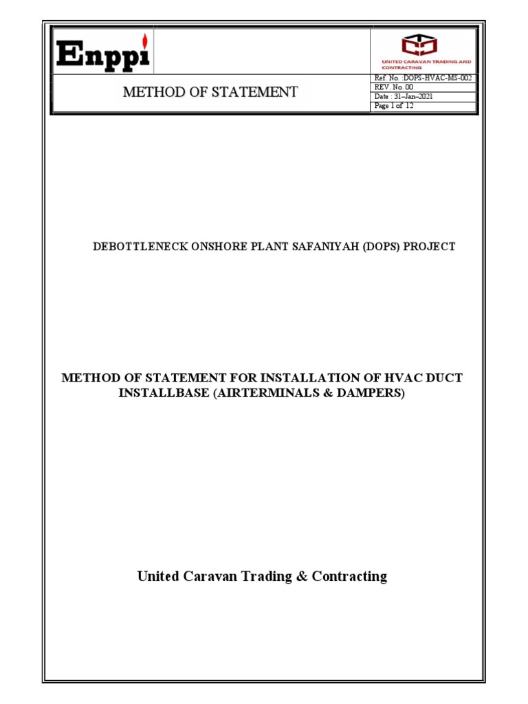 2) Method Statement For Installation of HVAC Dampers | PDF | Duct (Flow ...