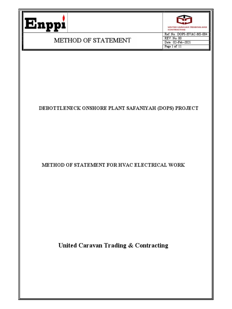 HVAC Electrical Work Method Statement | PDF | Insulator (Electricity ...