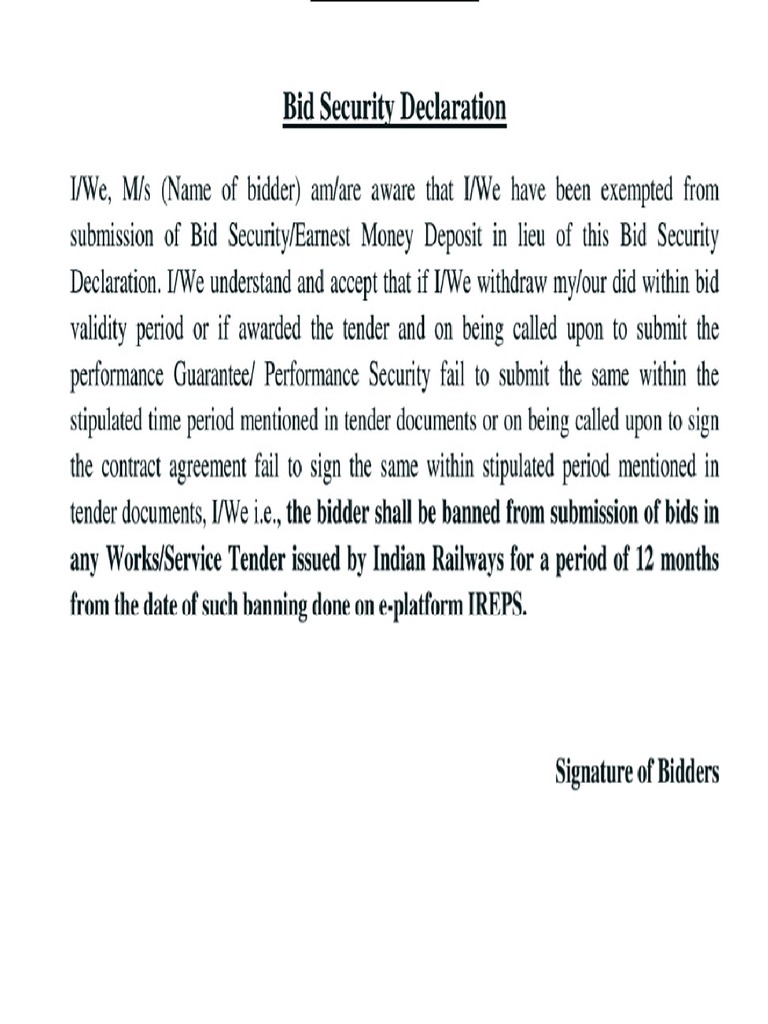 Bid Security Declaration | PDF