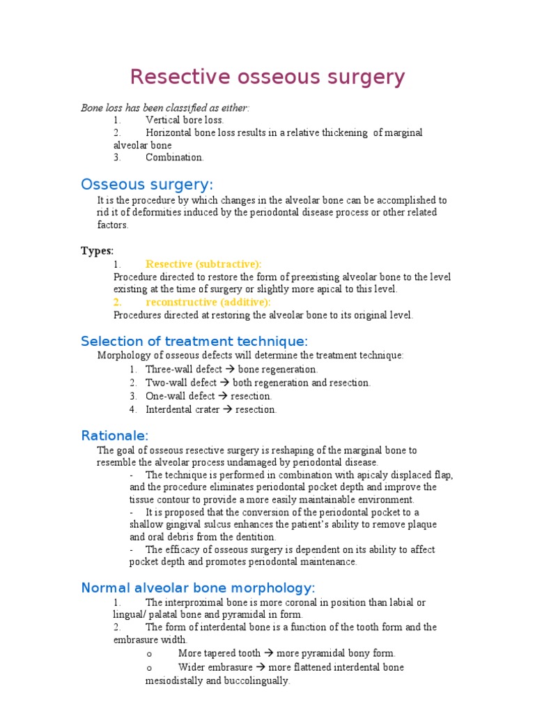 Resective Osseous Surgery | Dentistry | Dentistry Branches