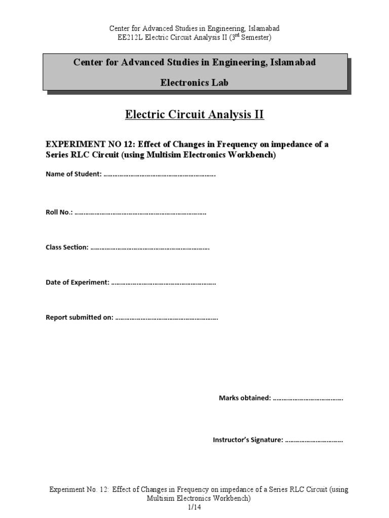 Electric Circuit Analysis II: Center For Advanced Studies in ...
