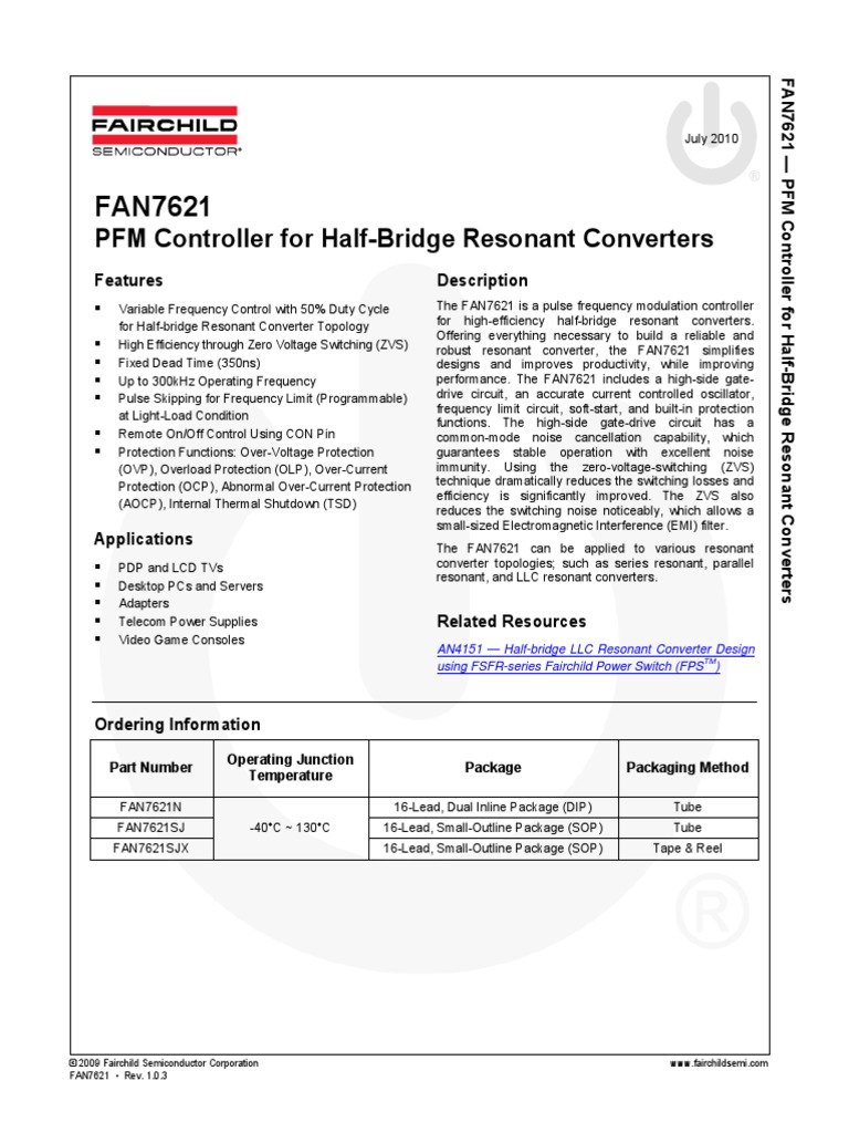 Fan 7621 | PDF | Resonance | Mosfet