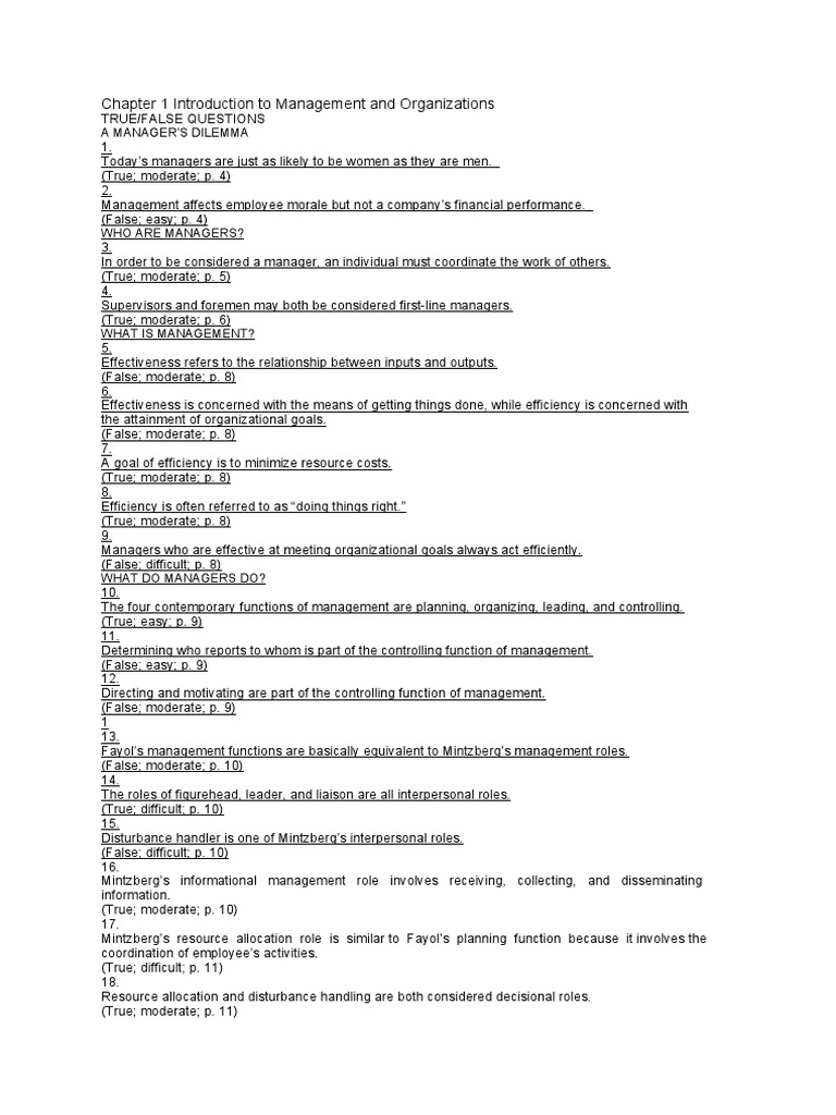 Chapter 1 Introduction To Management and Organizations | PDF | Goal ...