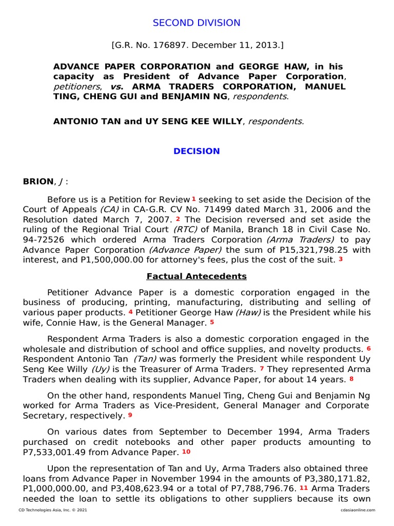 117 Advance Paper Corporation V Arma Traders Corporation | PDF | Law Of ...
