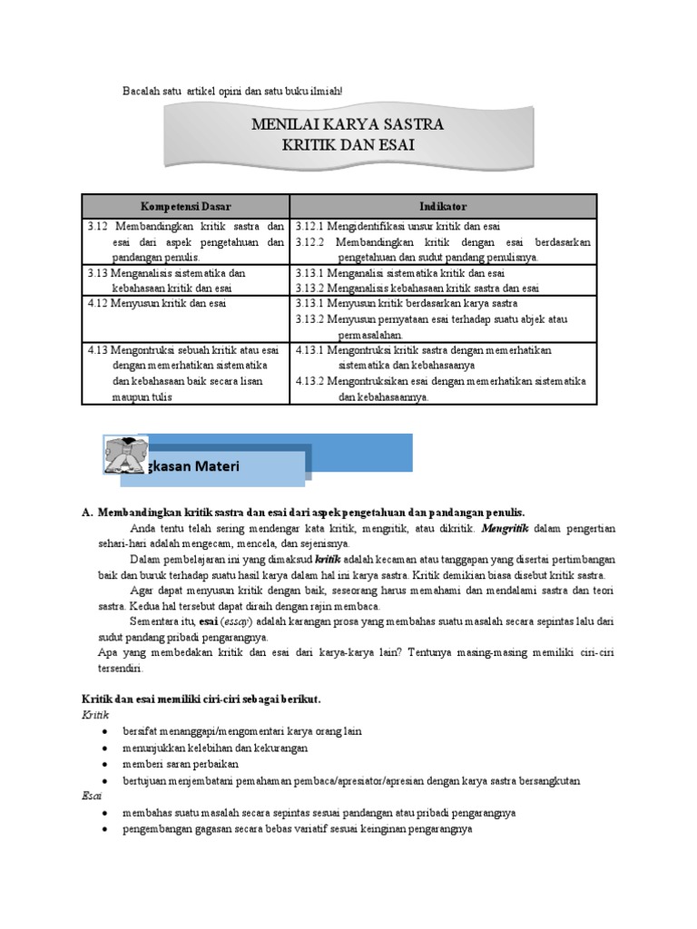 Menilai Karya Sastra Kritik & Esai | PDF