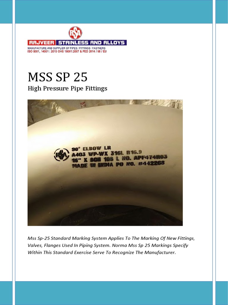 Mss SP 25: High Pressure Pipe Fittings | PDF