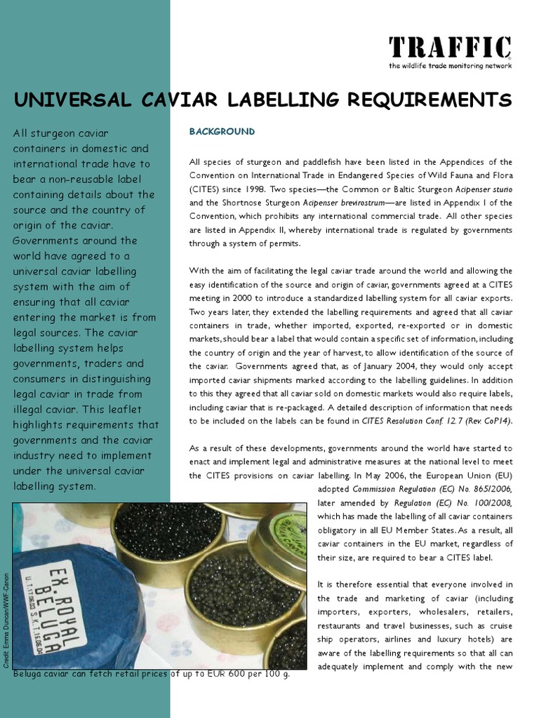 Universal Caviar Labelling Requirements: Background | PDF | Cites