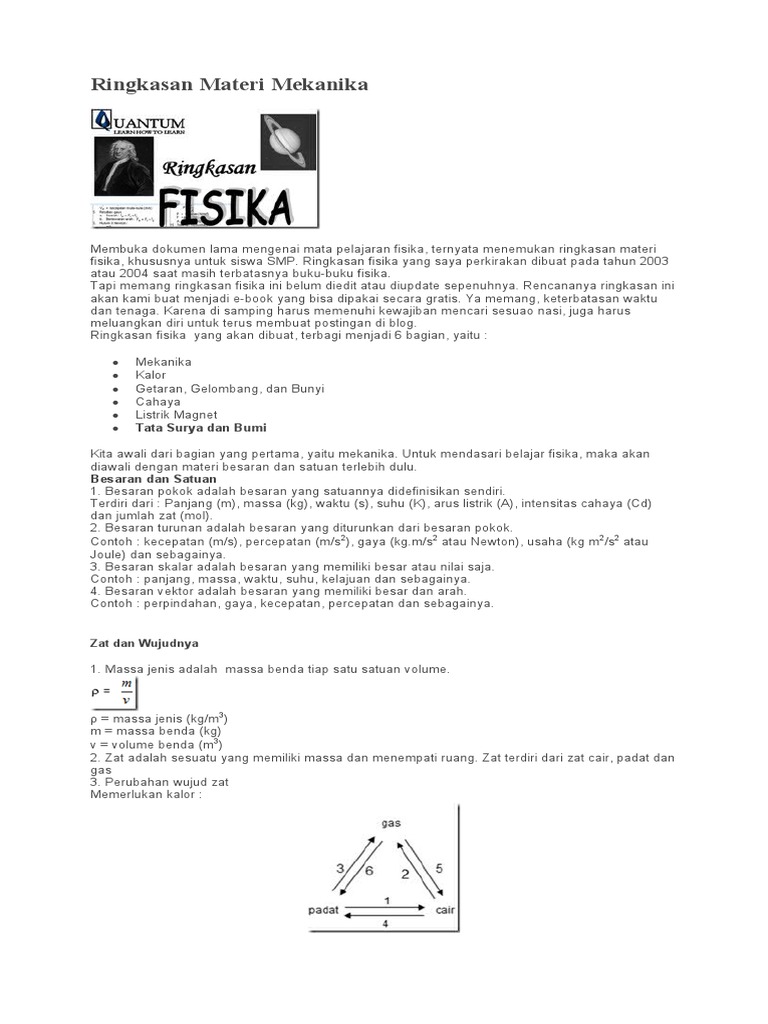 Ringkasan Materi Mekanika | PDF | Sains & Matematika