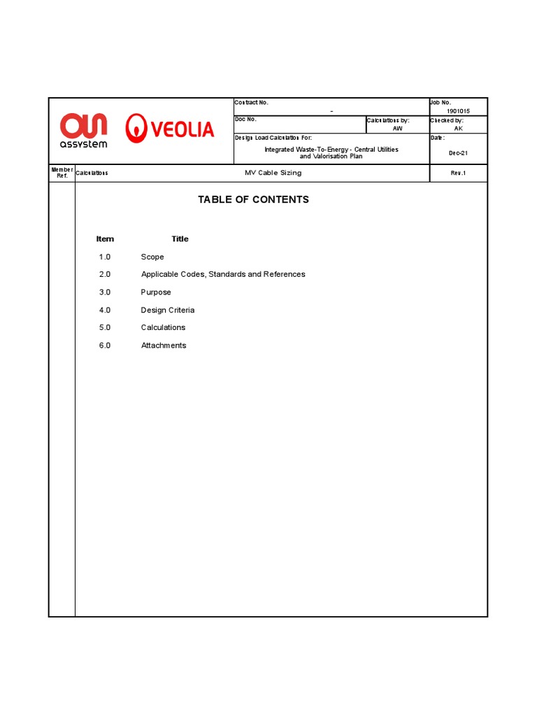 MV Cable Sizing Calculations Report | PDF | Transformer | Electric ...