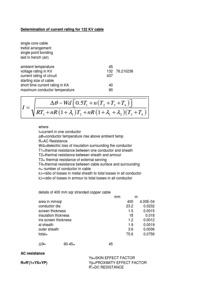 Cable Calculation | PDF | Electrical Resistance And Conductance ...