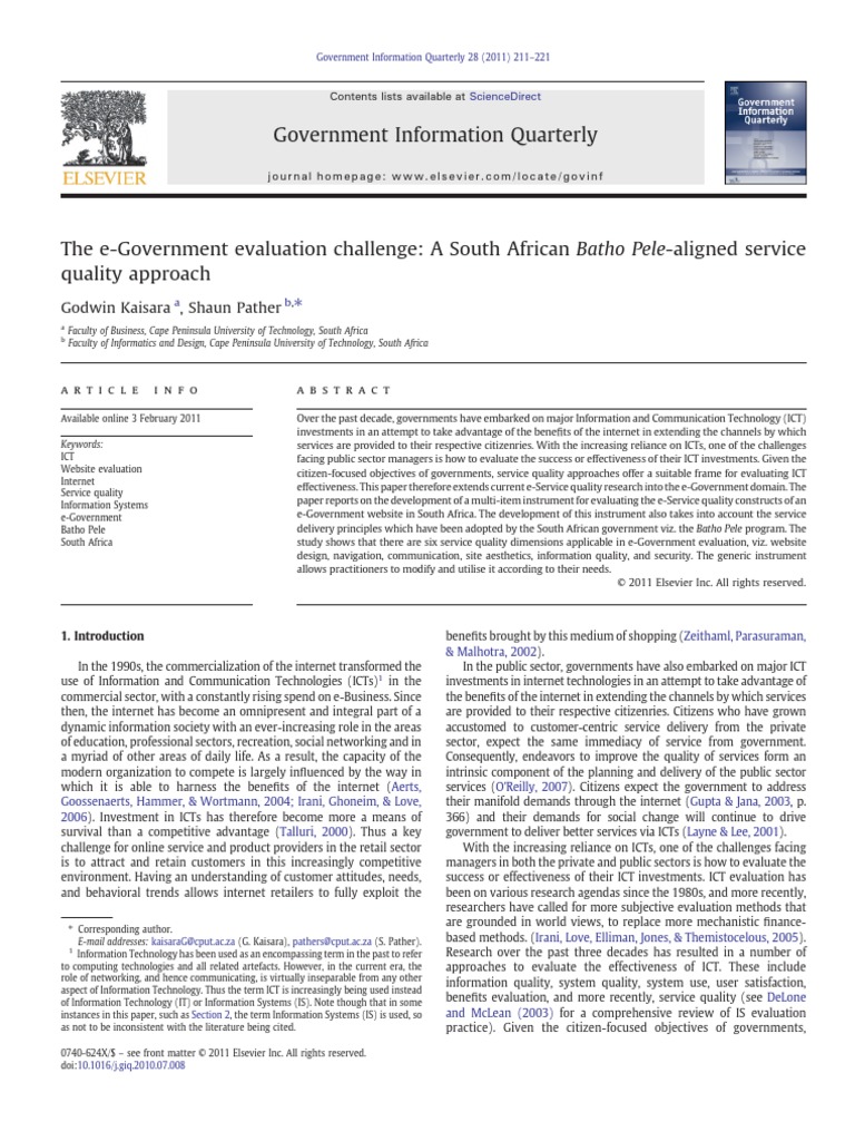 The E-Government Evaluation Challenge | PDF | E Government | Internet