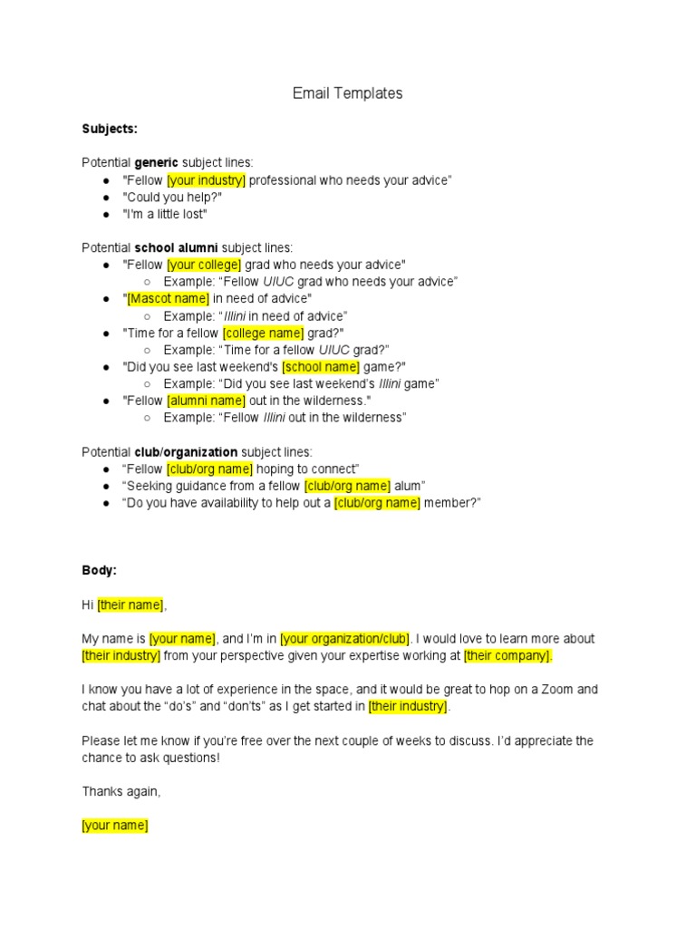 Email & LinkedIn Networking Templates | PDF | Linked In | Interview