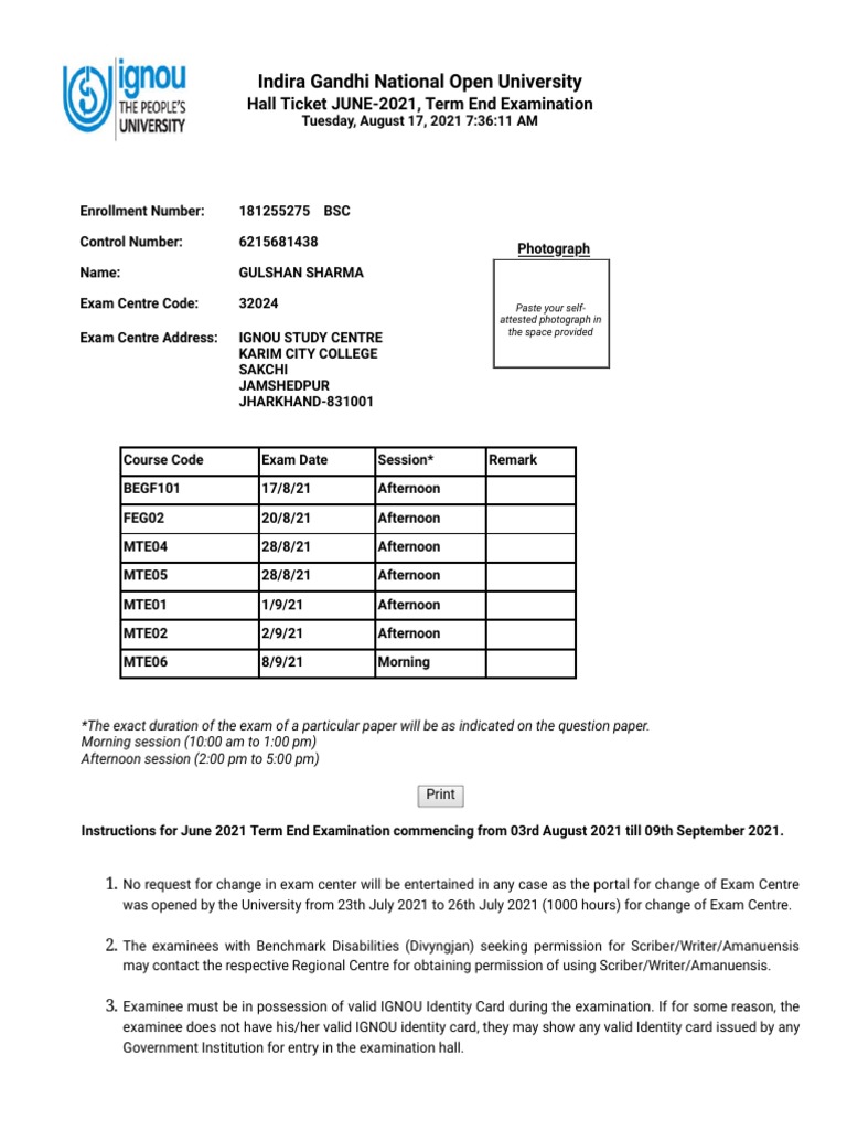 Symbol Hall Ticket 2nd | PDF