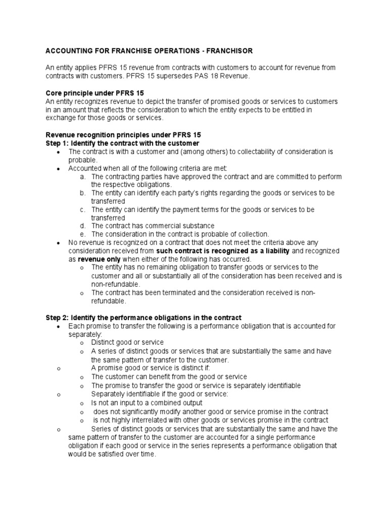 Accounting For Franchise Operations - Franchisor | PDF | Franchising ...