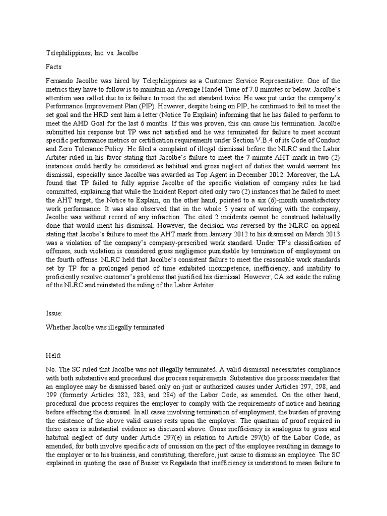 24) Telephilippines, Inc. vs. Jacolbe | PDF | Burden Of Proof (Law ...