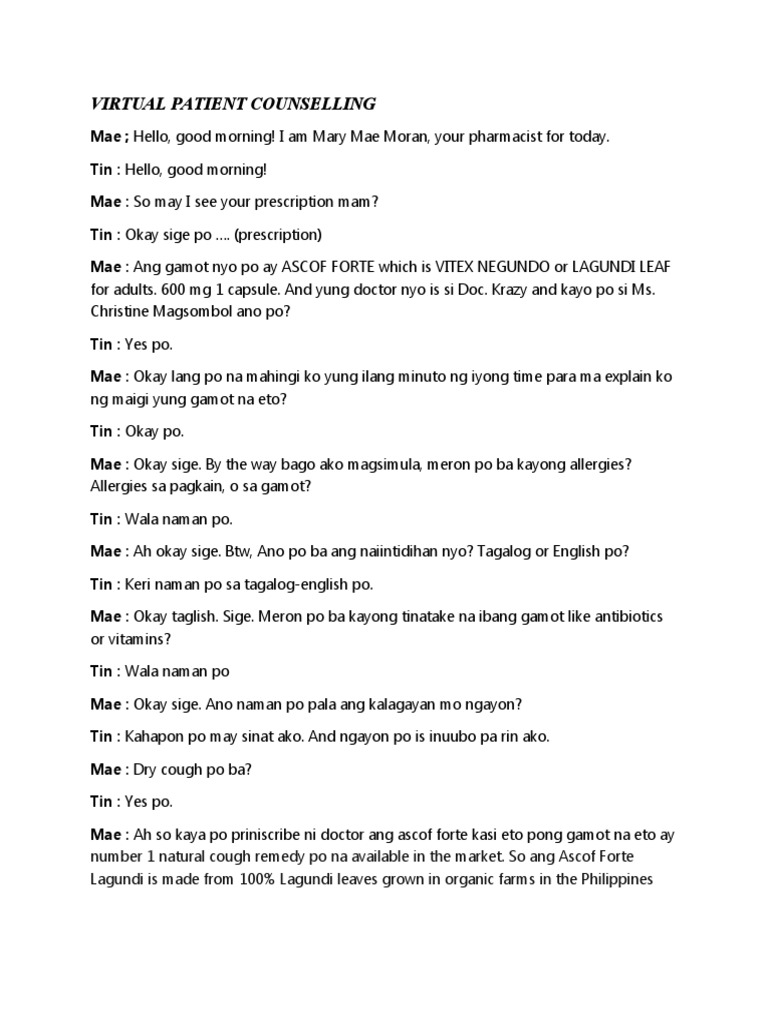 Patient Counselling Script | PDF