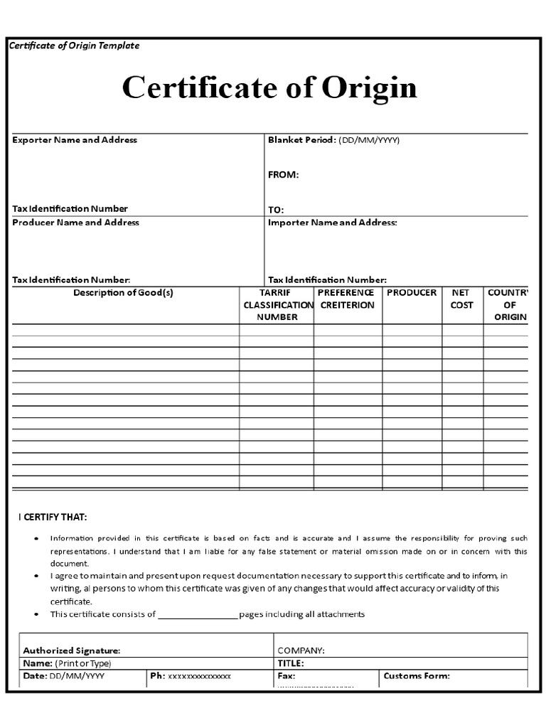 Certificado de Origen | PDF