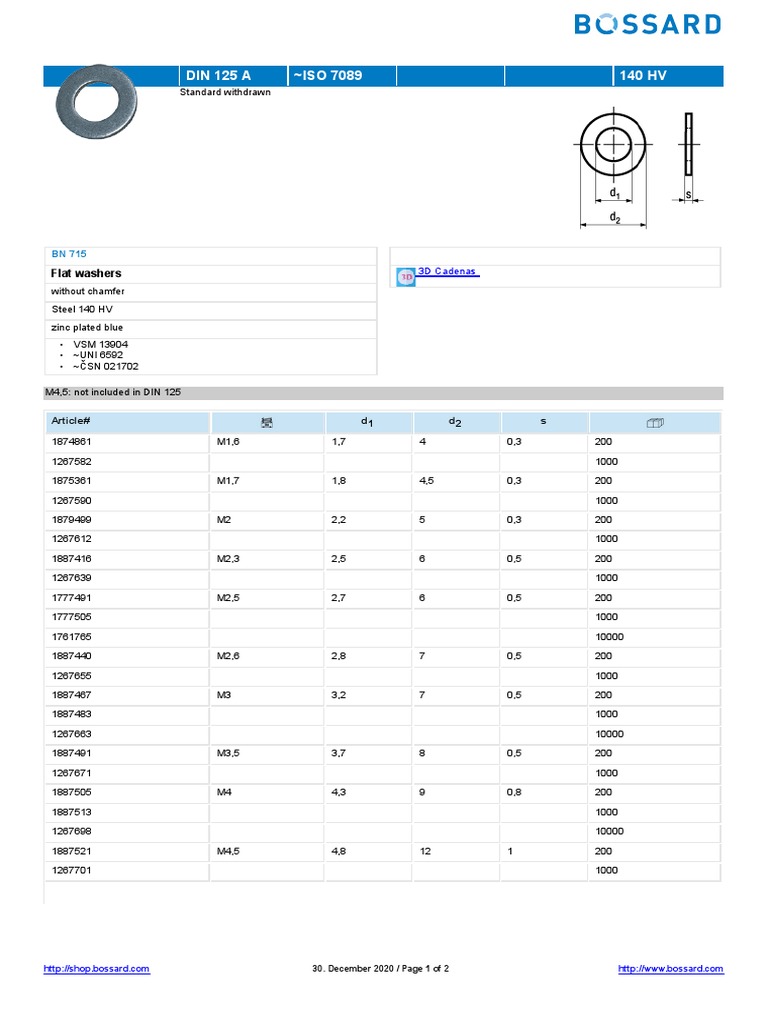 BN - 715 - 1 - Bossard - 1 - DIN 125 A | PDF | Personal Weapons | World ...