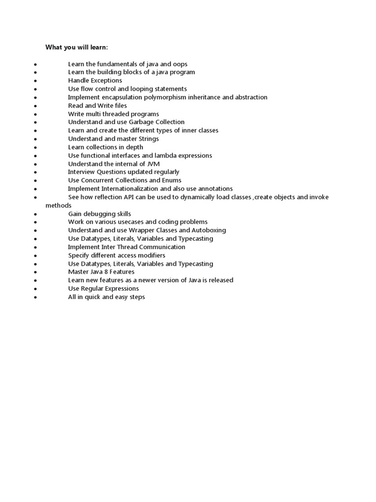 Java Syllabus | PDF | Method (Computer Programming) | Class (Computer Programming)