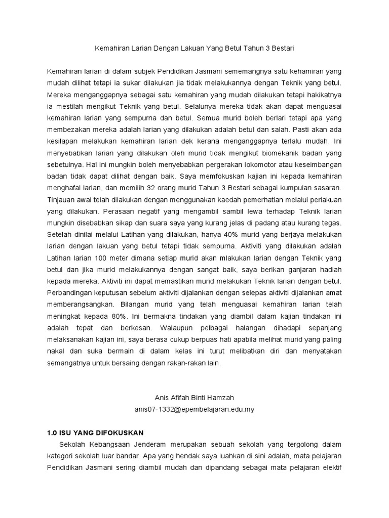 Teknik Larian Betul untuk Murid Tahun 3 | PDF