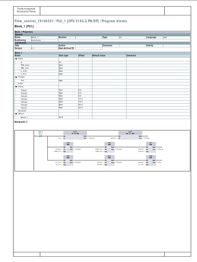 Flow - Control - 19146331 / PLC - 1 (CPU 314C-2 PN/DP) / Program Blocks ...