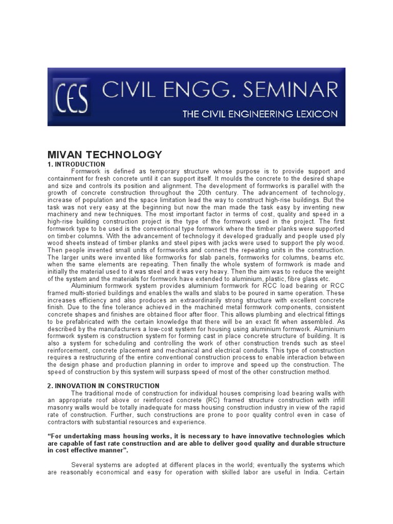 Mivan Technology | Download Free PDF | Concrete | Precast Concrete