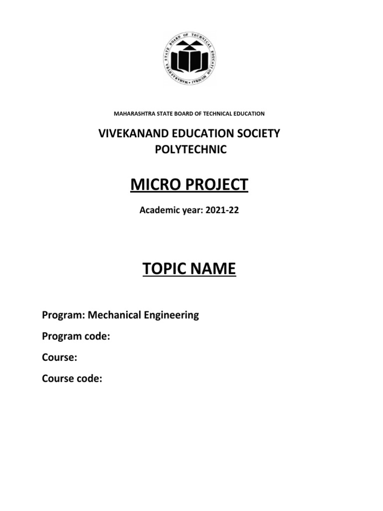Microproject Format Pdf Data Vocational Education 