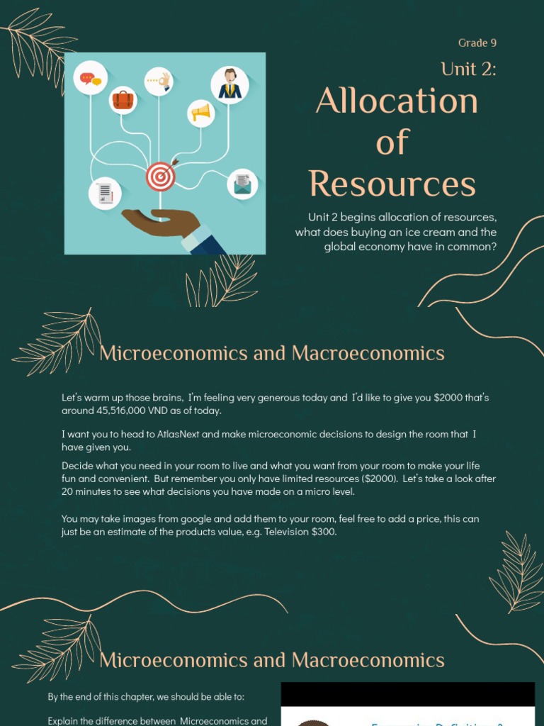 Unit 2 Allocation of Resources Roles of Markets in The Allocation of ...