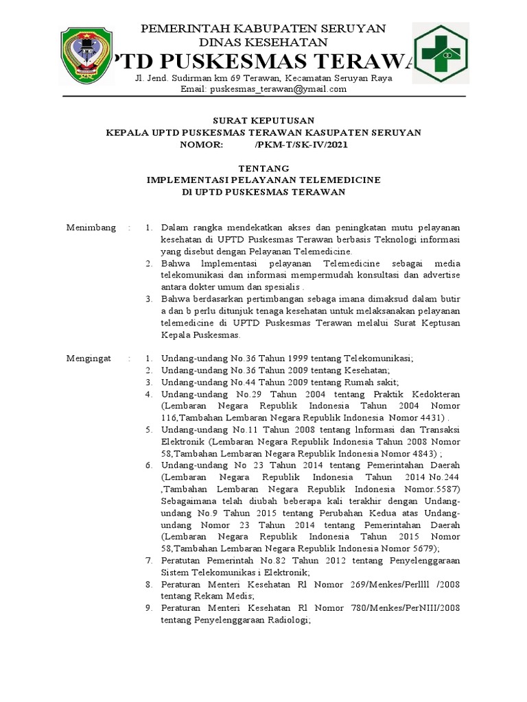 SK Telemedicine | PDF | Pengembangan Diri | Kesehatan Holistik