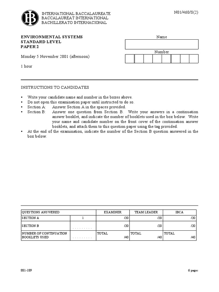 IB ESS Paper 2 Exam Instructions | PDF | Carbon Dioxide | Earth